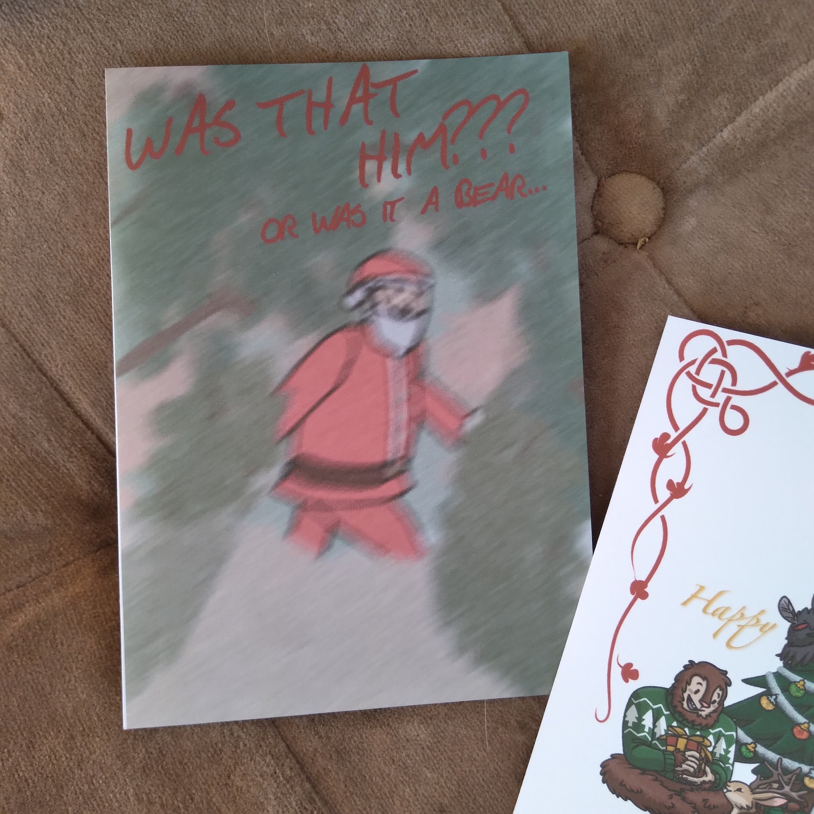 Cryptid Christmas Card Santa is a Cryptid Bigfoot Holiday | Etsy