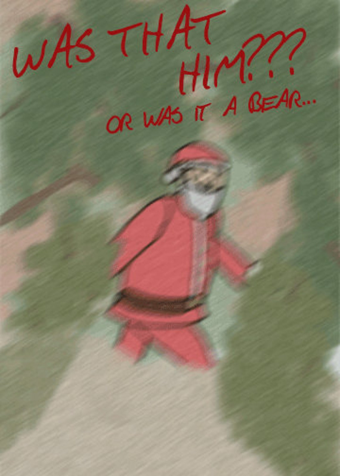 Cryptid Christmas Card Santa is a Cryptid Bigfoot Holiday | Etsy