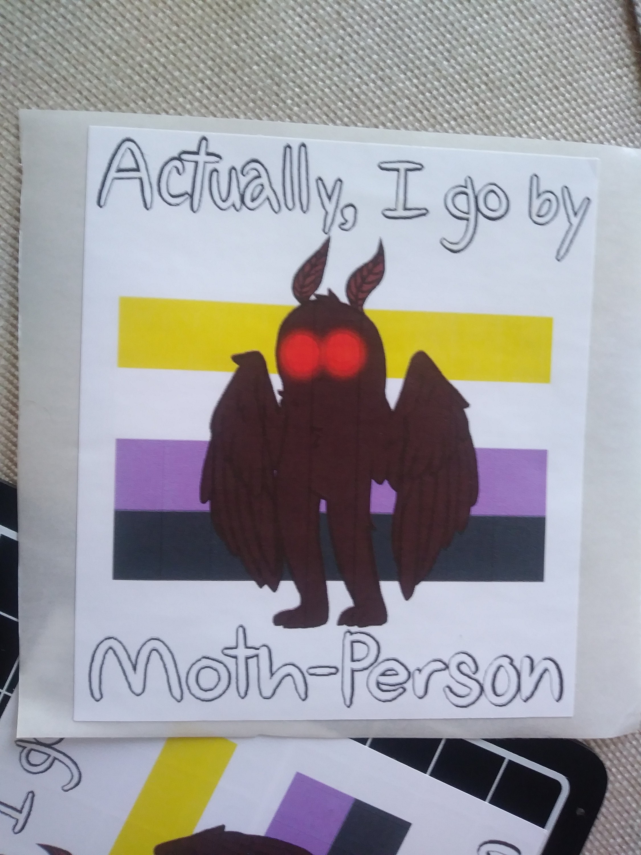 Nonbinary Mothman or Moth-person Sticker Nonbinary Flag - Etsy
