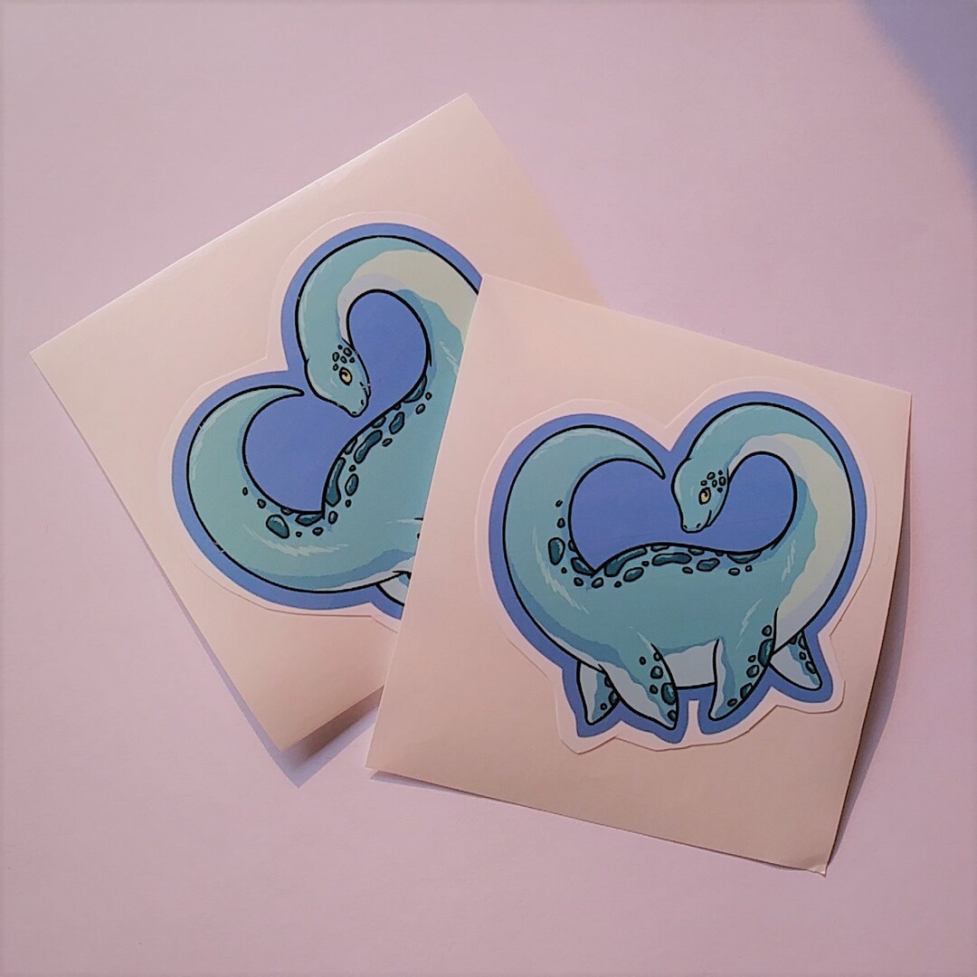 Cute Nessie Heart Sticker - Loch Ness Monster Vinyl Sticker for Laptops ...