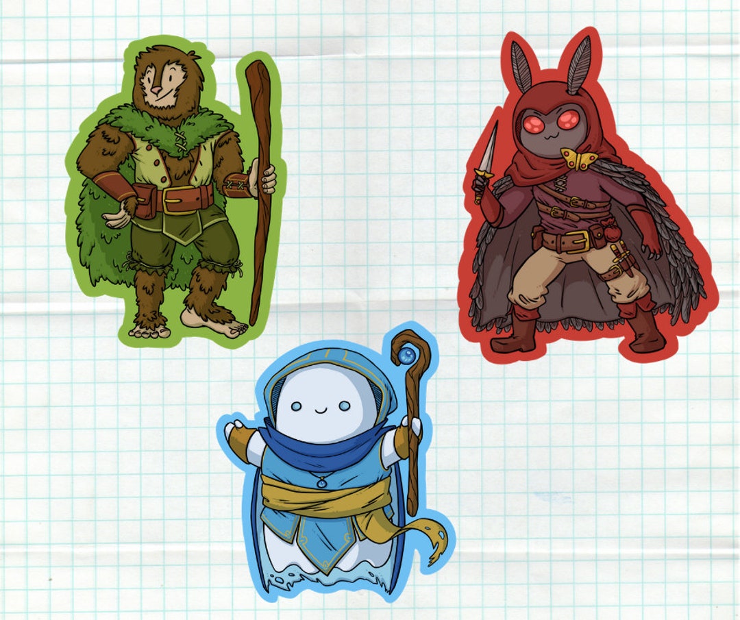 Cryptid Stickers- Dnd Cryptids - Rogue Mothman, Druid Bigfoot, Cleric ...