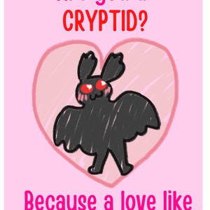 Mothman Valentines Day Cards - Cryptid Holiday Greeting Cards (5 X 7 ...