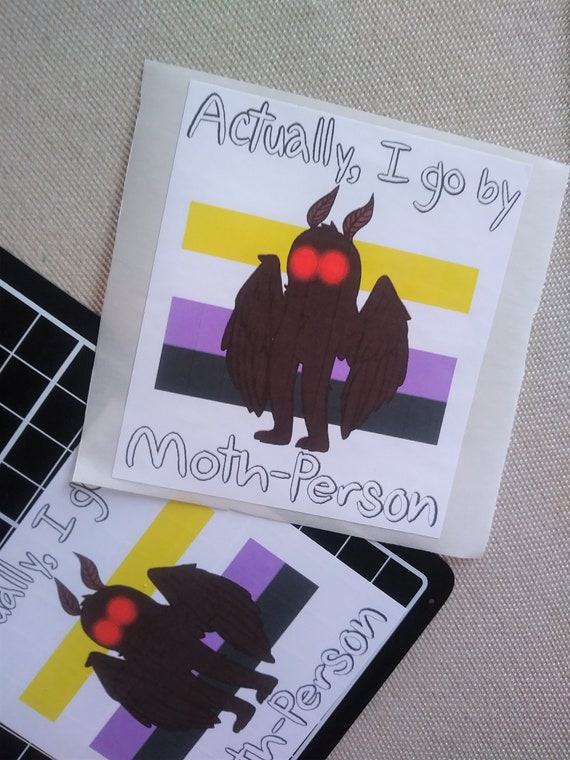 Nonbinary Mothman or Moth-person Sticker Nonbinary Flag | Etsy