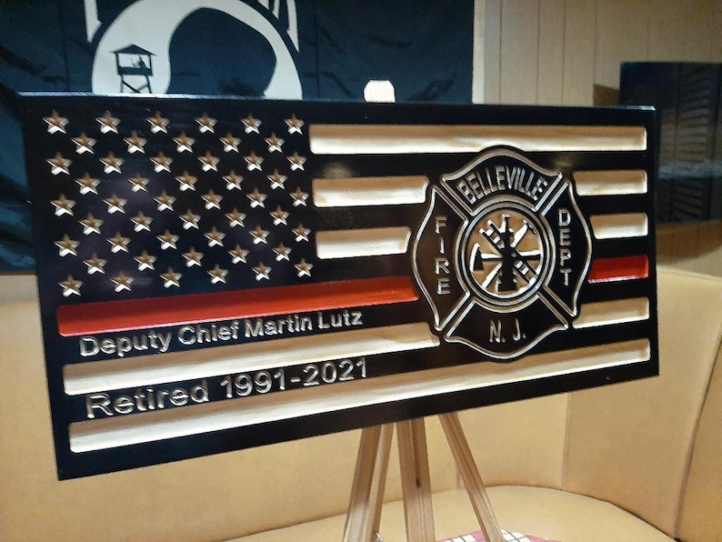 Personalized Fireman Flag Fire Chief Wooden Flag Engraved - Etsy