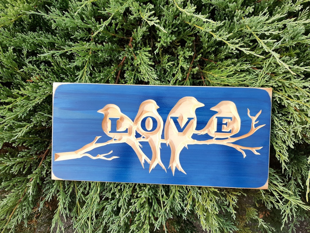 Love Birds Wooden Sign, Wedding Gift, Mothers Day, Birds, Home Decor ...