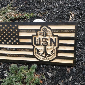 US Navy Chief Flag, Sign, US Navy Gift, Navy Chief, Engraved Sign ...