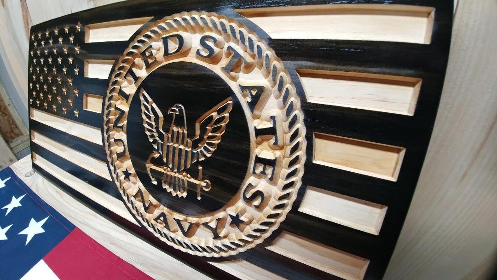 US Navy Wooden Flag Sign US Navy American Flag Engraved - Etsy