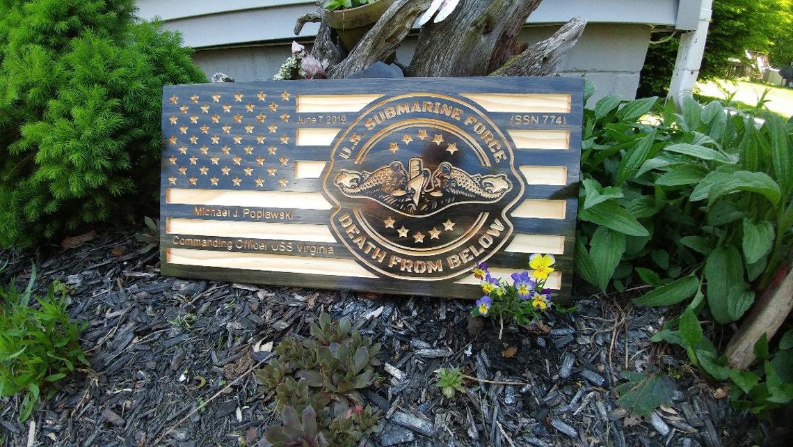 US Submarine Force, US Submarine Force Flag, Wood Flag, Sign, US Navy ...