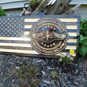 US Submarine Force, US Submarine Force Flag, Wood Flag, Sign, US Navy ...