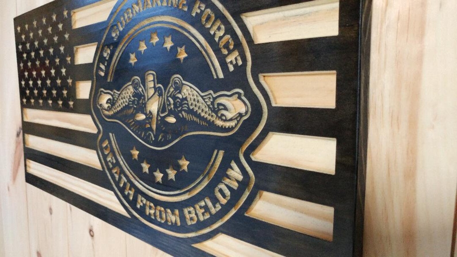 US Submarine Force, US Submarine Force Flag, Wood Flag, Sign, US Navy ...
