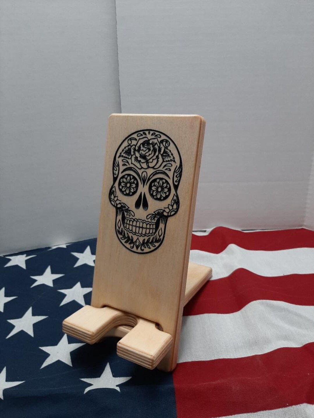 Cell Phone Stand, Custom Phone Stand, Sugar Skull Phone Stand, Cell ...