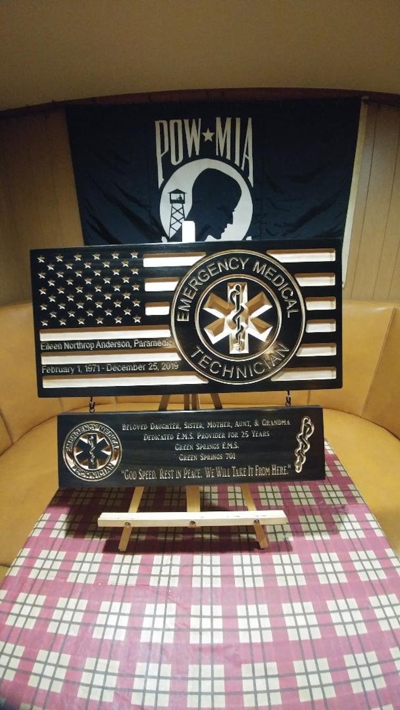 Personalized EMT Flag, EMT Gift, Emergency Medical Technician, Sign ...