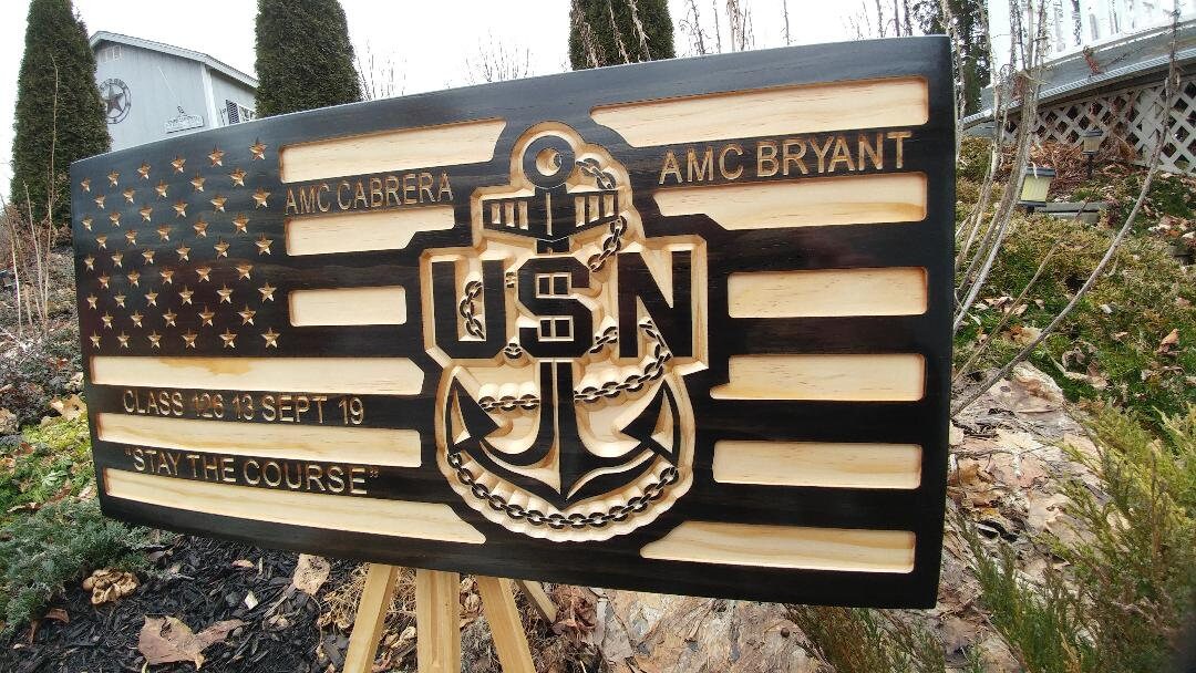 US Navy Chief Flag, Sign, US Navy Gift, Navy Chief, Engraved Sign ...