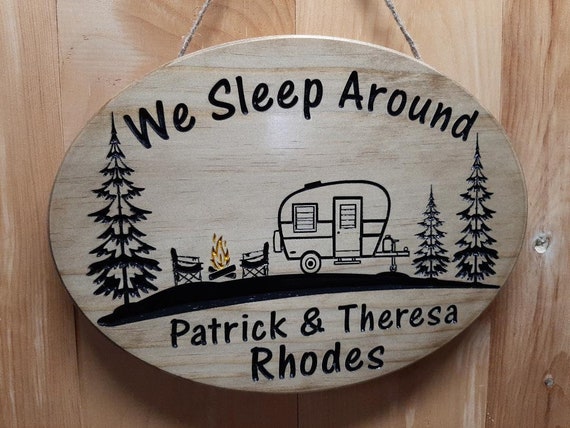 We Sleep Around Wooden Sign We Sleep Around Wood Sign Camp - Etsy