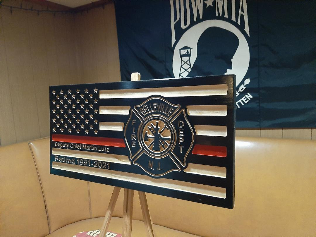 Personalized Fireman Flag Fire Chief Wooden Flag Engraved | Etsy