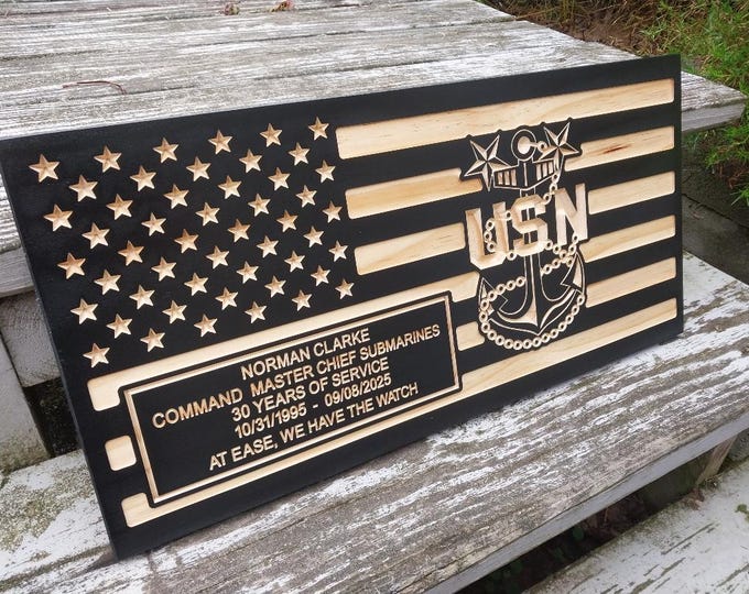 US Navy Master Chief Flag, Sign, US Navy Gift, Master Chief, Engraved ...