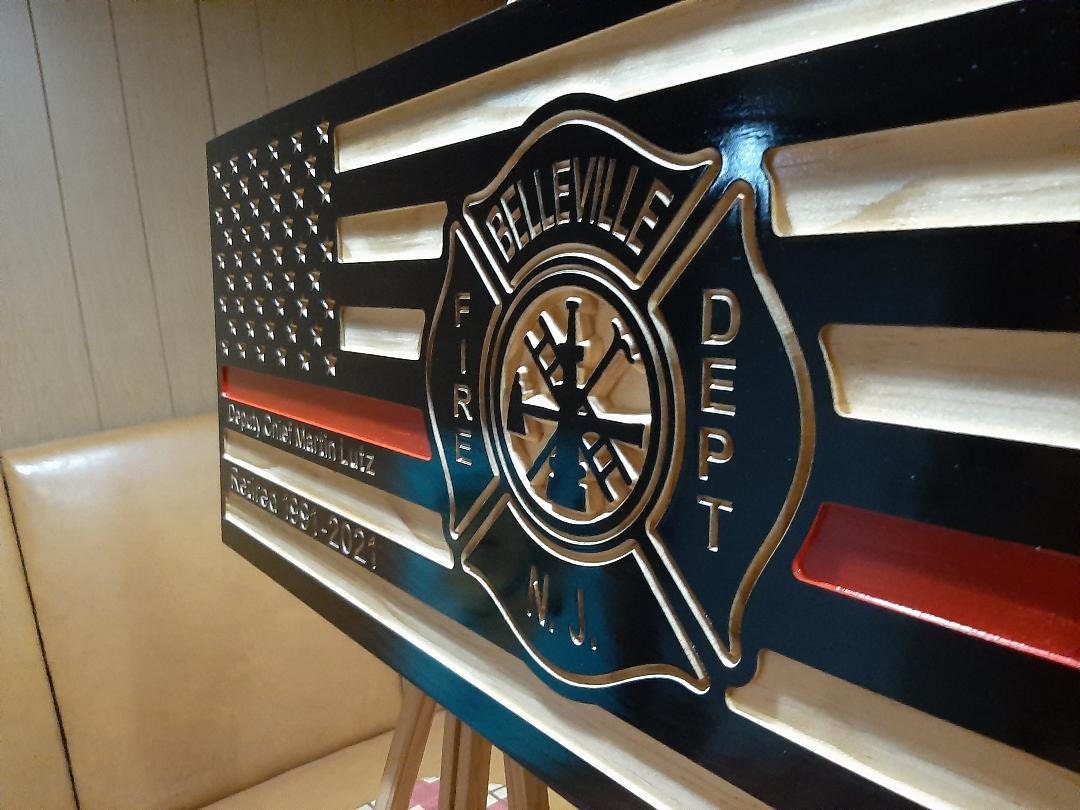 Personalized Fireman Flag Fire Chief Wooden Flag Engraved | Etsy