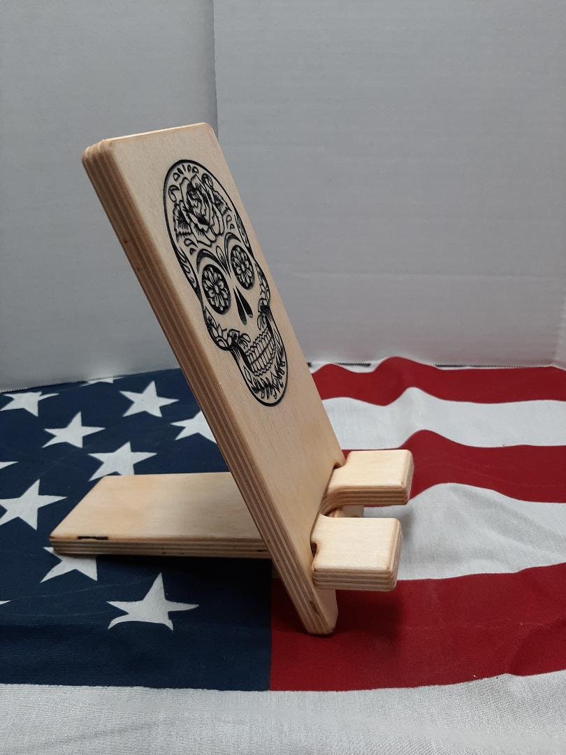 Cell Phone Stand Custom Phone Stand Sugar Skull Phone Stand - Etsy