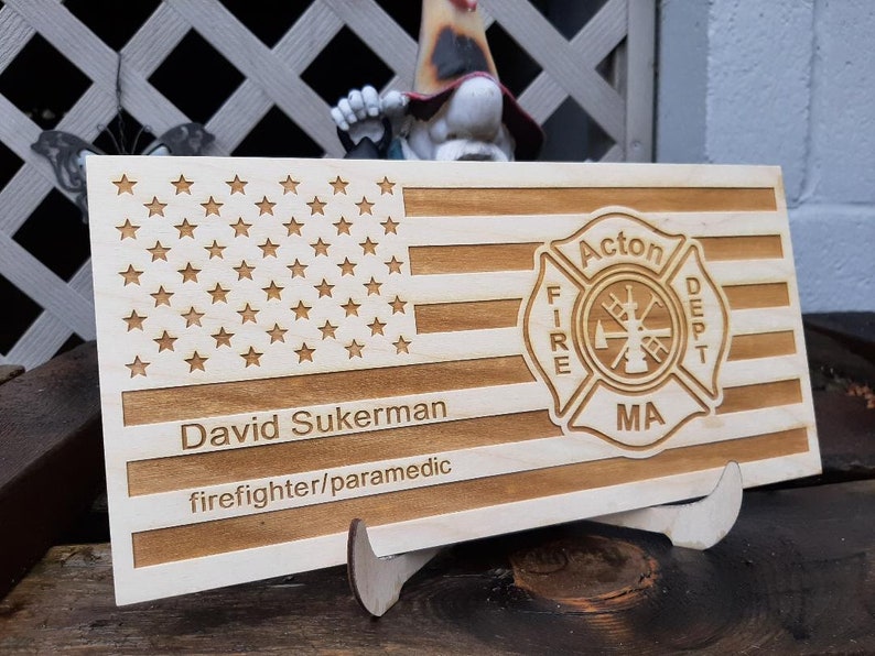 Personalized Fireman Flag Fire Chief Wooden Flag Engraved - Etsy