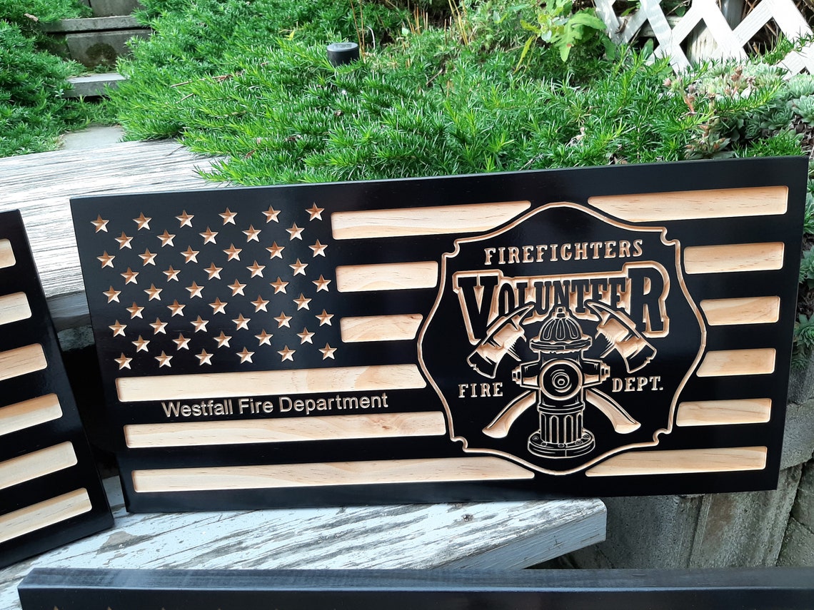 Volunteer Fireman Sign Volunteer Fireman Wooden Flag - Etsy