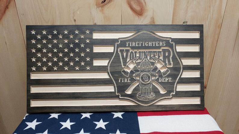 Volunteer Fireman Sign Volunteer Fireman Wooden Flag | Etsy