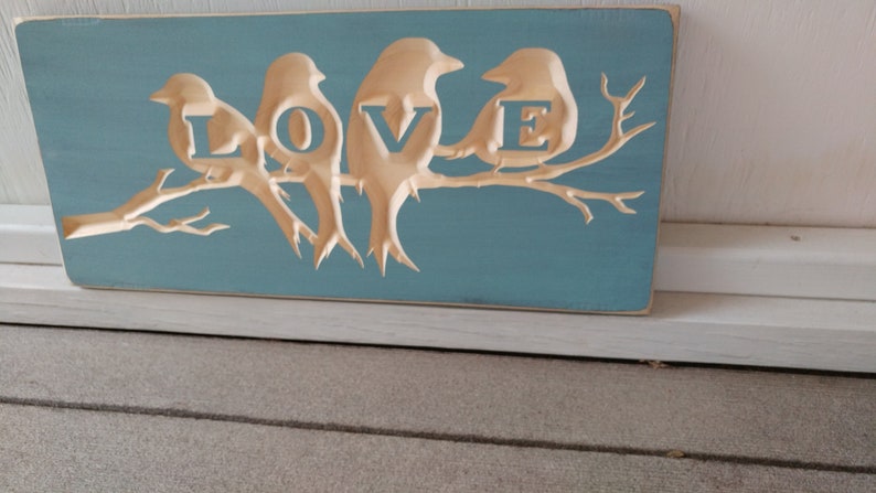 Love birds wooden sign wedding gift mothers day birds home | Etsy