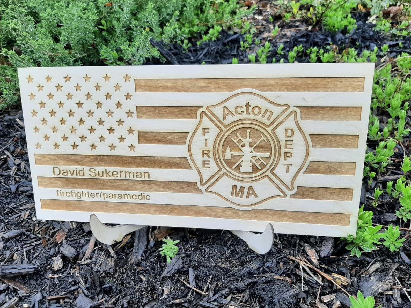 Personalized Fireman Flag Fire Chief Wooden Flag Engraved - Etsy
