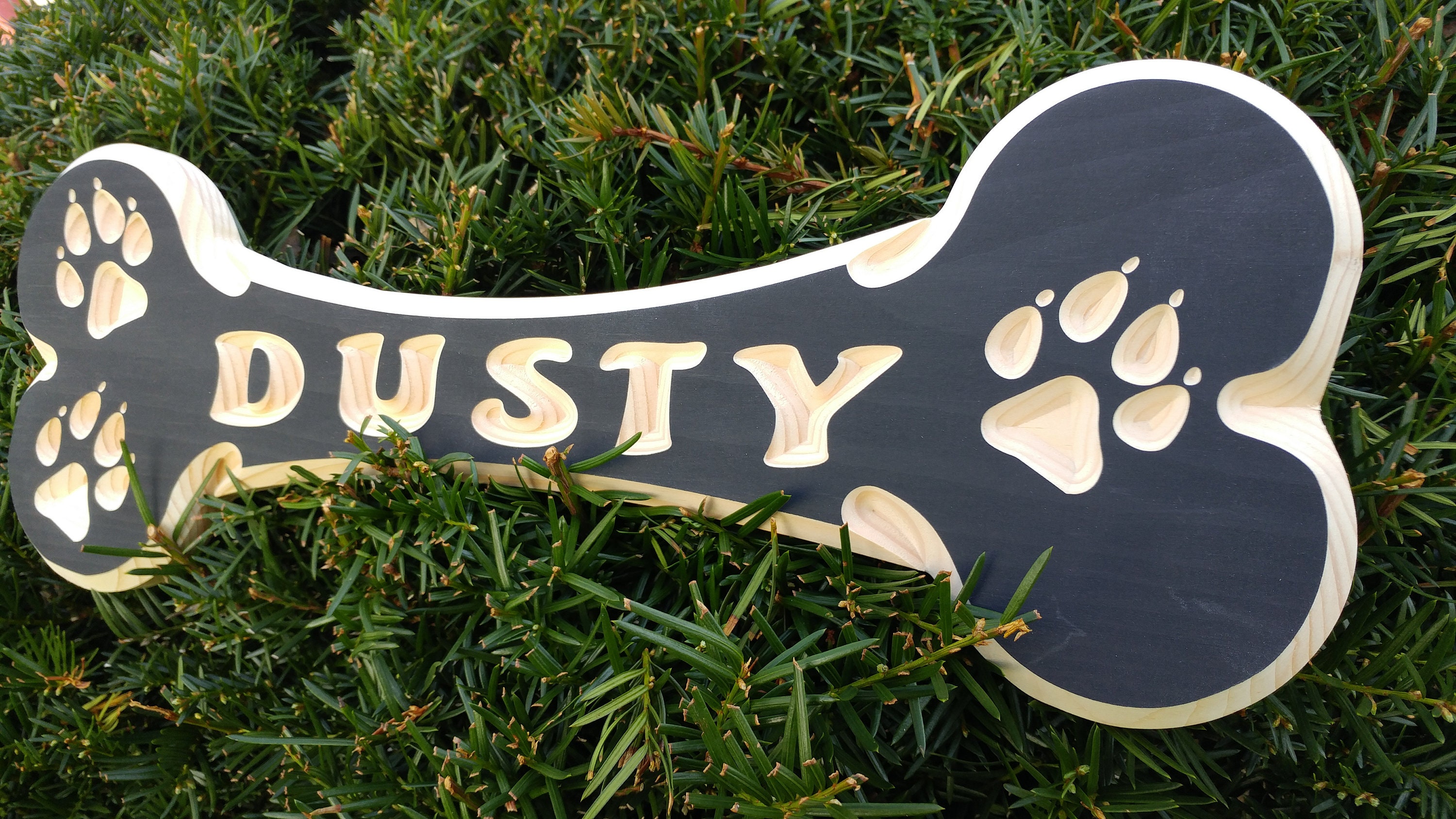 Large Dog Bone Shaped Sign Personalized Family Pet Name | Etsy