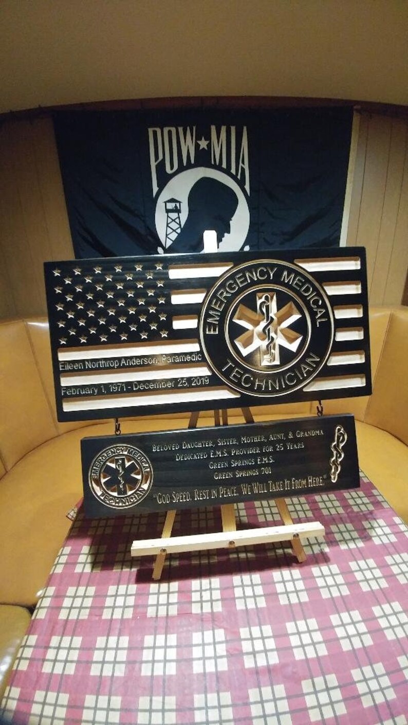 Personalized EMT Flag, EMT Gift, Emergency Medical Technician, Sign ...