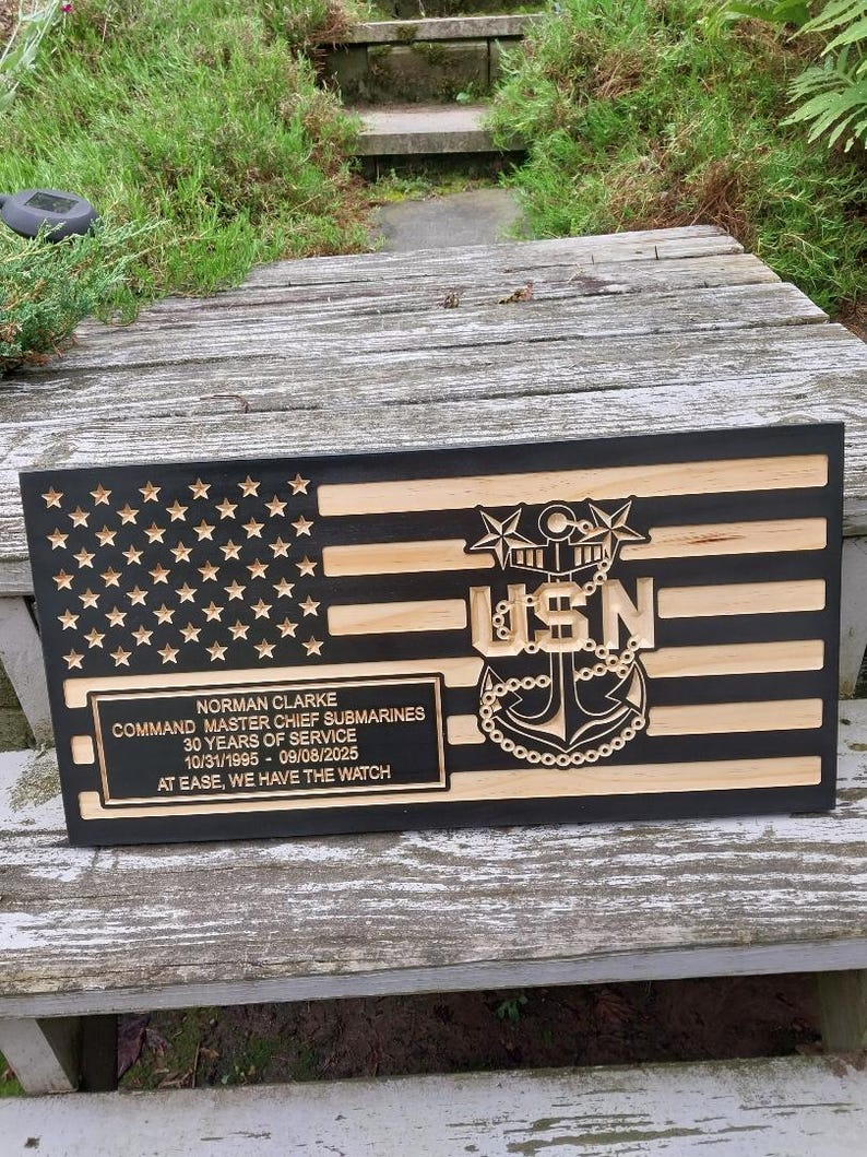 US Navy Master Chief Flag, Sign, US Navy Gift, Master Chief, Engraved ...
