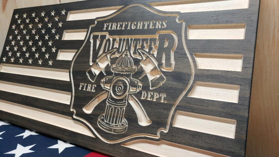 Volunteer Fireman Sign Volunteer Fireman Wooden Flag | Etsy