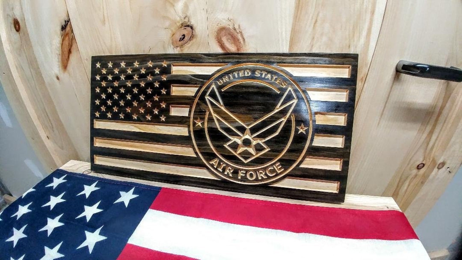 US Air Force, Flag, Wooden Flag, Flag, US Wooded Flag, Sign, American ...