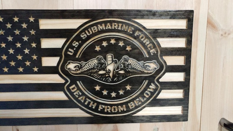 US Submarine Force, US Submarine Force Flag, Wood Flag, Sign, US Navy ...