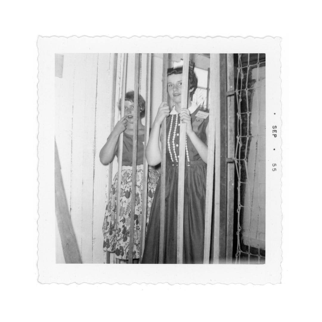 Jail Vintage Snapshot Girls Pose Behind Bars Vintage Photo G5 - Etsy