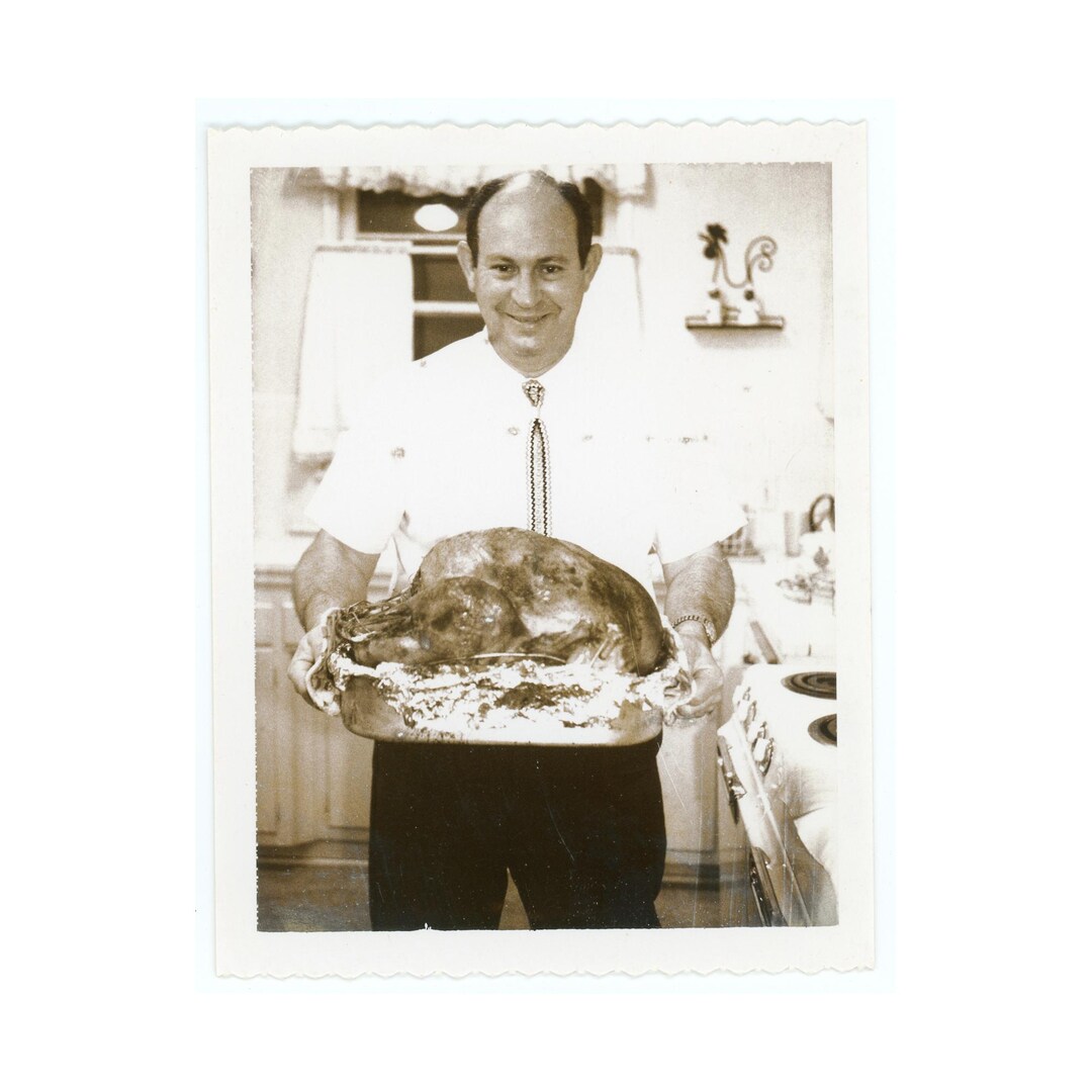 Turkey 1960s Vintage Polaroid Photo Smiling Man Holding Turkey in the ...