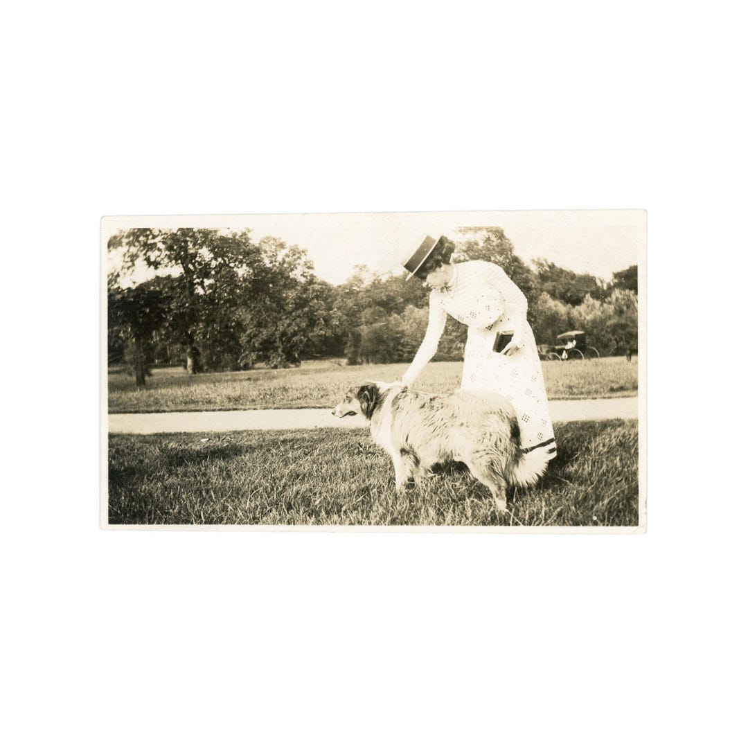 Lassie ~ Vintage Snapshot ~ Edwardian Woman in Straw Hat With Her ...