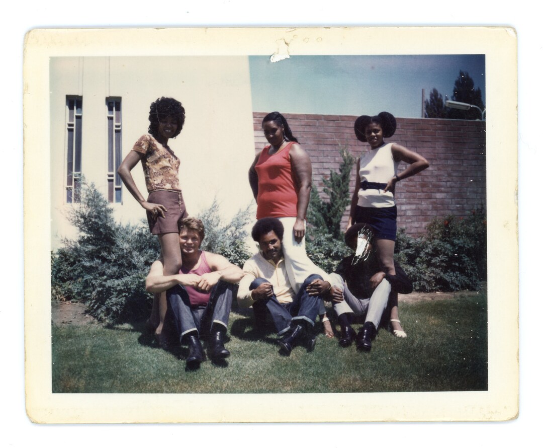 Defaced Worn Vintage Polaroid Photo Interesting Couple Poses With ...