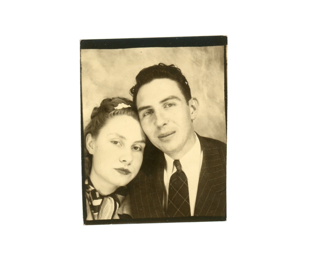 Vintage Photobooth Snapshot ~ Interesting Couple ~ 1940s Vintage Photo ...