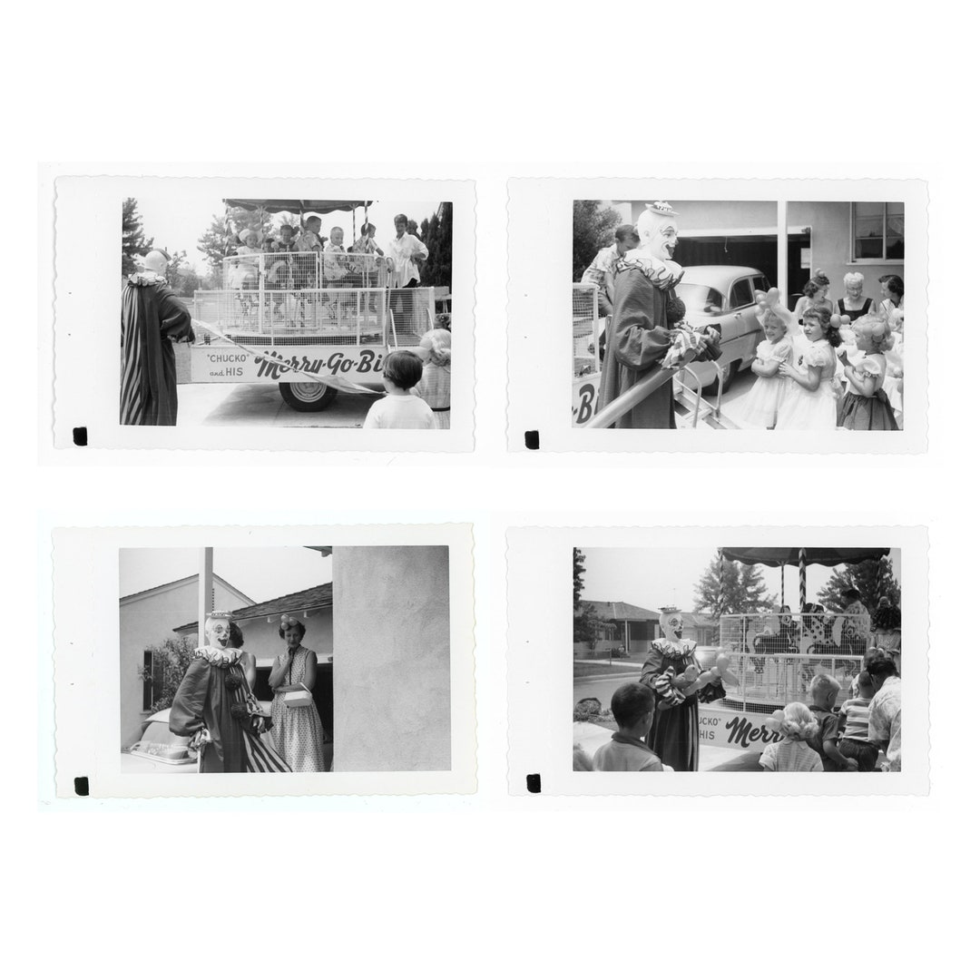Chucko the Clown 4 Vintage Snapshots Charles Runyon Clowning at ...