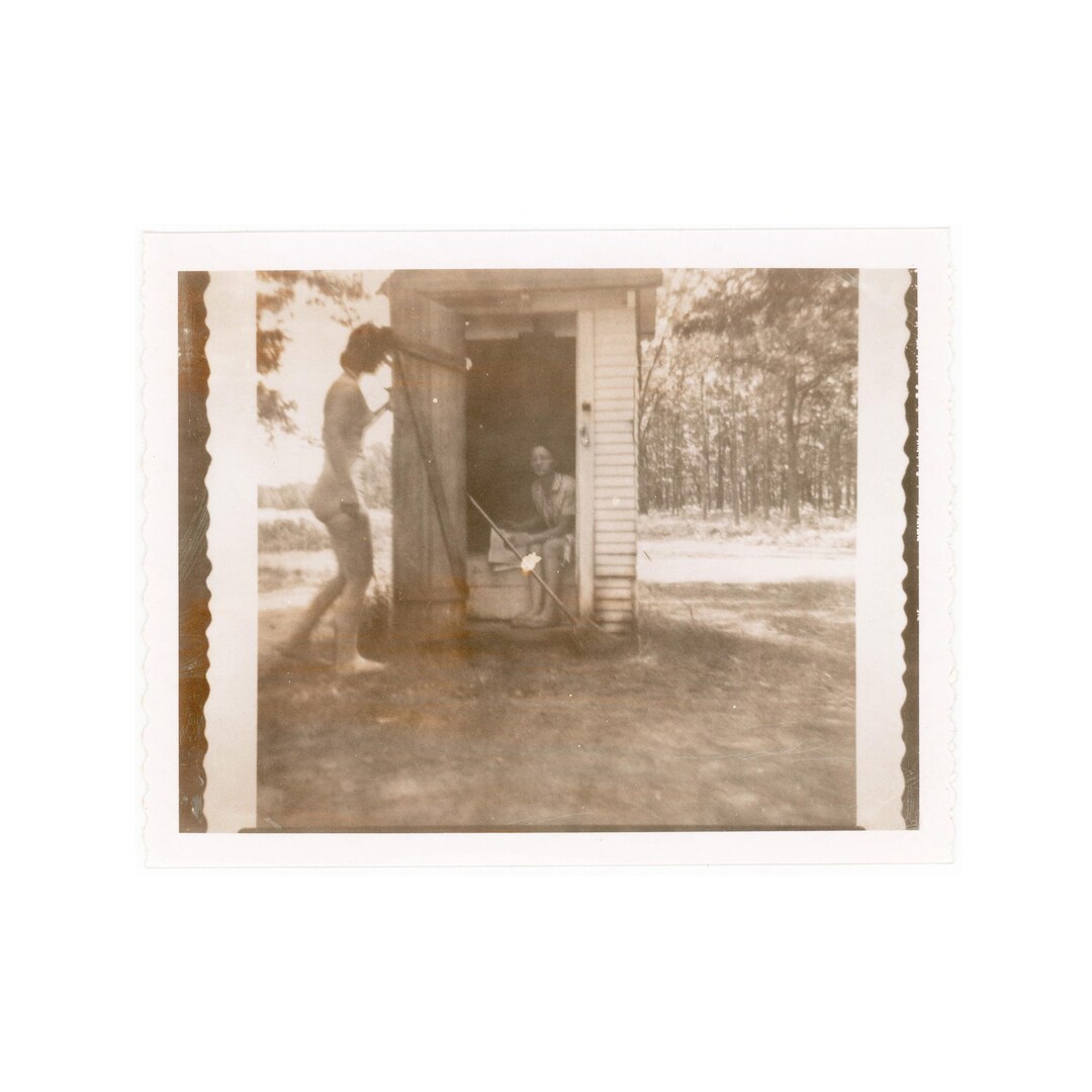 Photo of a Photo ~ Vintage Polaroid ~ Woman in an Outhouse ~ Vintage ...