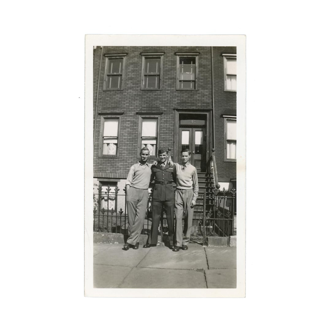 1940s Vintage Snapshot ~ Trio of Men in Uniform ~ Vintage Photo ...