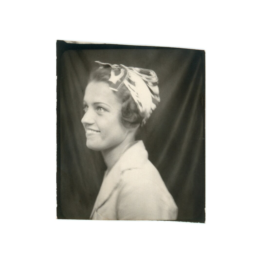 1930s Vintage Photo Booth ~ Profile of Woman With Head Scarf ~ Vintage ...