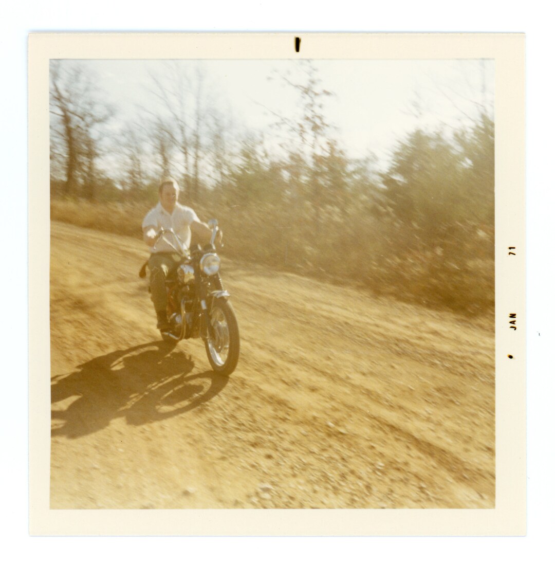 Get Your Motor Runnin Candid Vintage Photo Action Shot of Man Riding ...