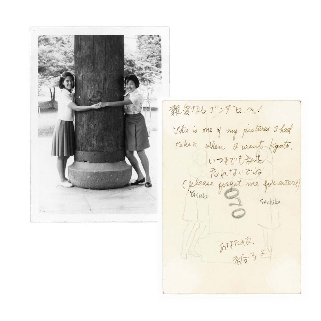 Yasuko and Sachiko Great Note Small Vintage Snapshot Asian Girls Holding Hands Vintage Photo ...
