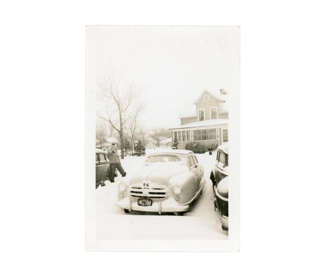Like a Vanilla Ice Cream Cone Vintage Snapshot Woman Pointing at Car ...