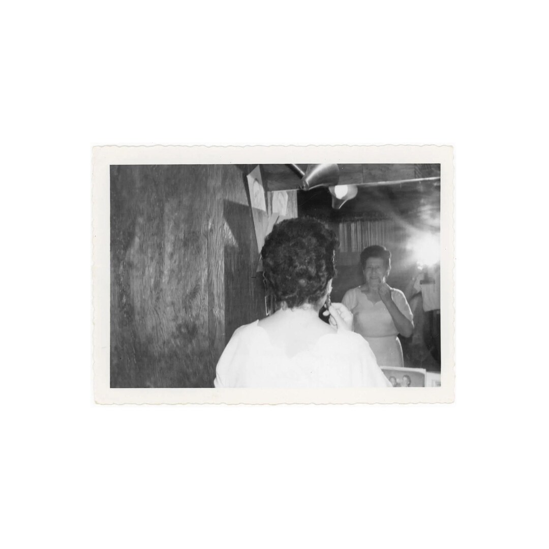 Freda Diamond ~ 1960s Vintage Snapshot ~ Mirror Reflection of Woman ...