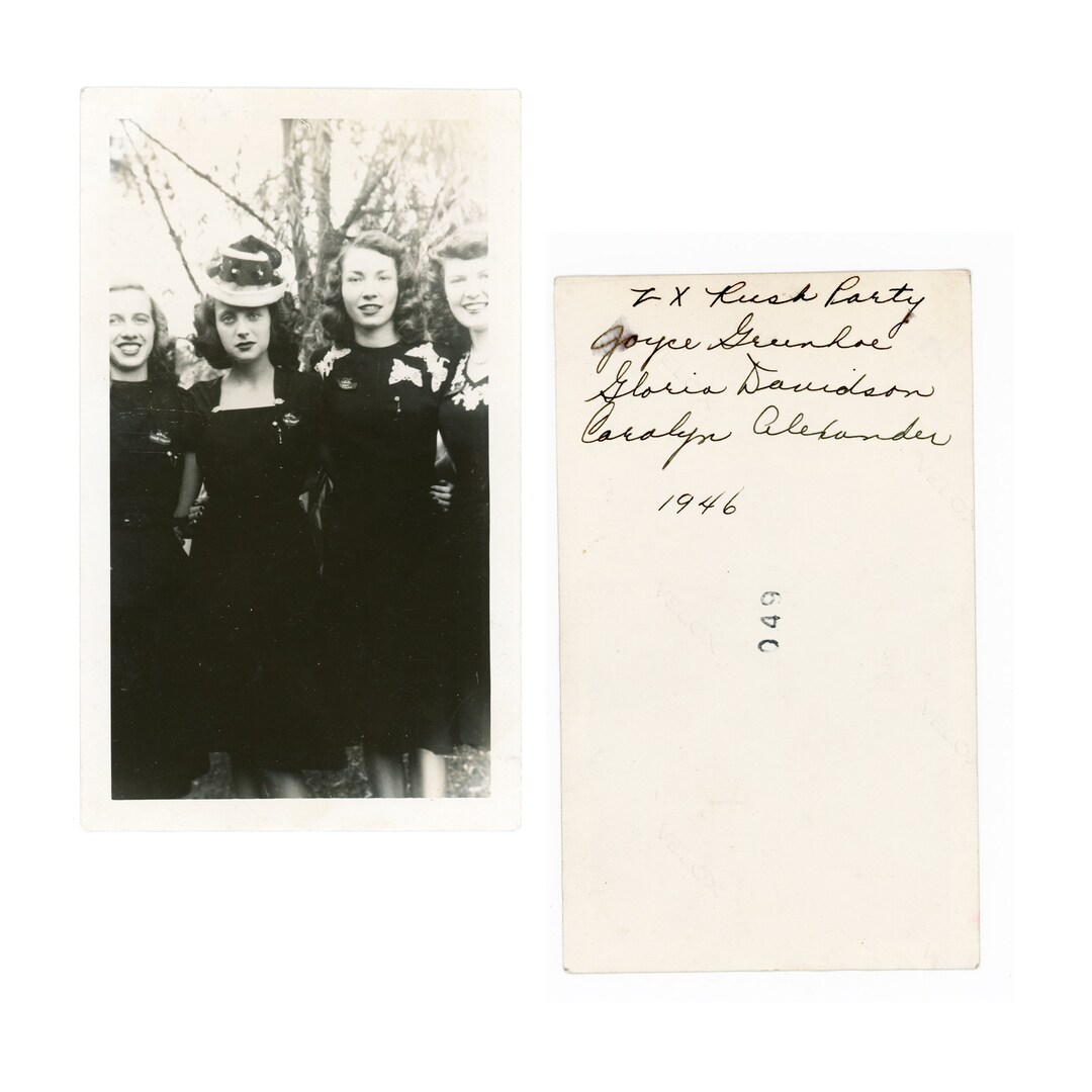 Zeta Chi 1940s Rush Party Vintage Snapshot Identified Women Vintage ...