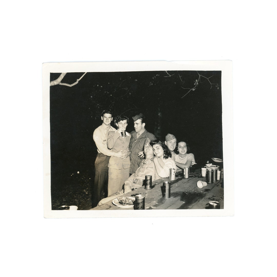 Love Triangle or Odd Man Out Vintage Snapshot Group of Couples at Party ...
