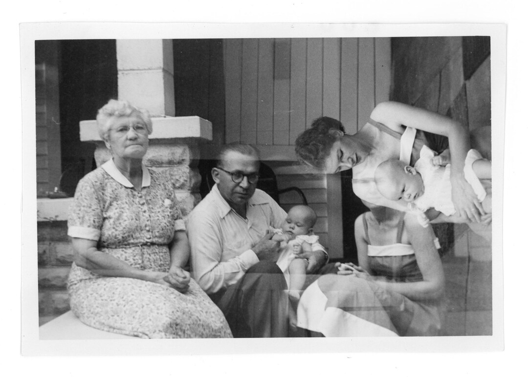 Double Exposure 1950s Vintage Snapshot Family With Baby Vintage Photo ...