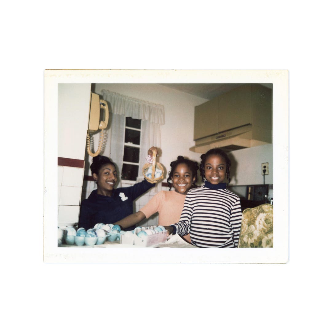 Easter ~ 1970s Vintage Polaroid Photo ~ Woman and Children With Easter ...